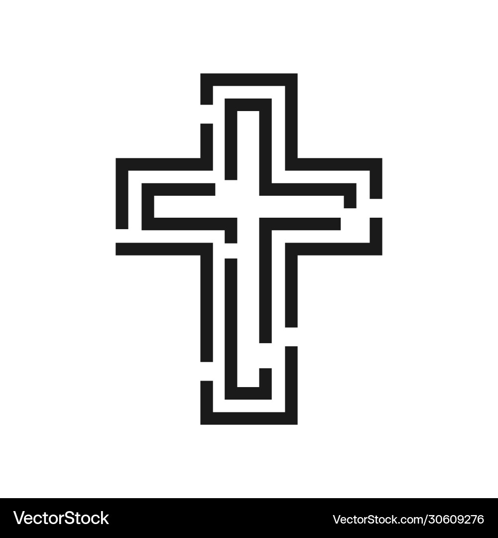 Christian symbol black thin line cross icon Vector Image