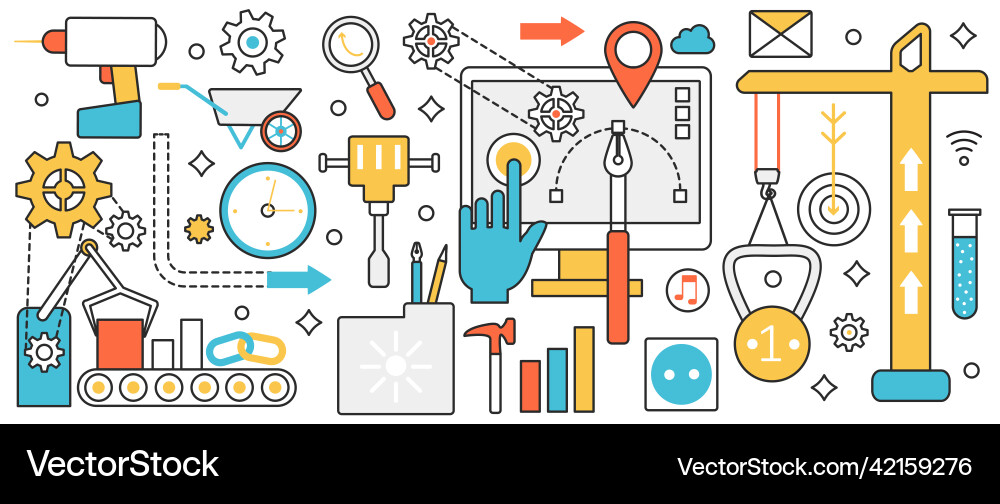 Creation process technology abstract crane Vector Image