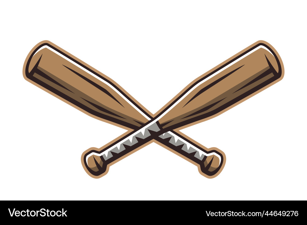 Crossed Baseball Bats Logo Royalty Free Vector Image