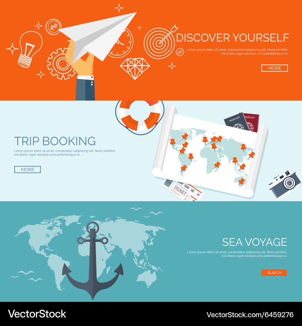 Flat travel background summer holidays vacation Vector Image