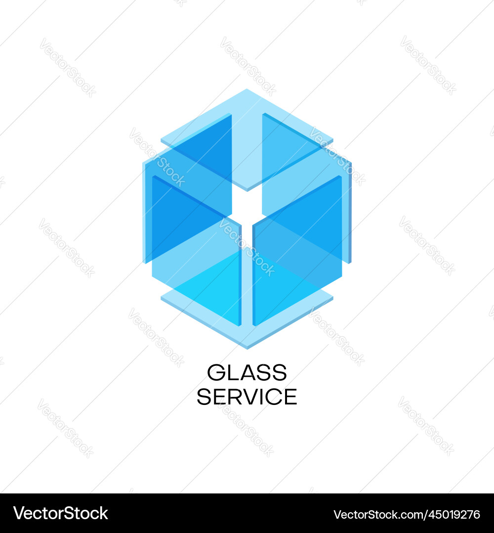 Glass icon window company or building service Vector Image
