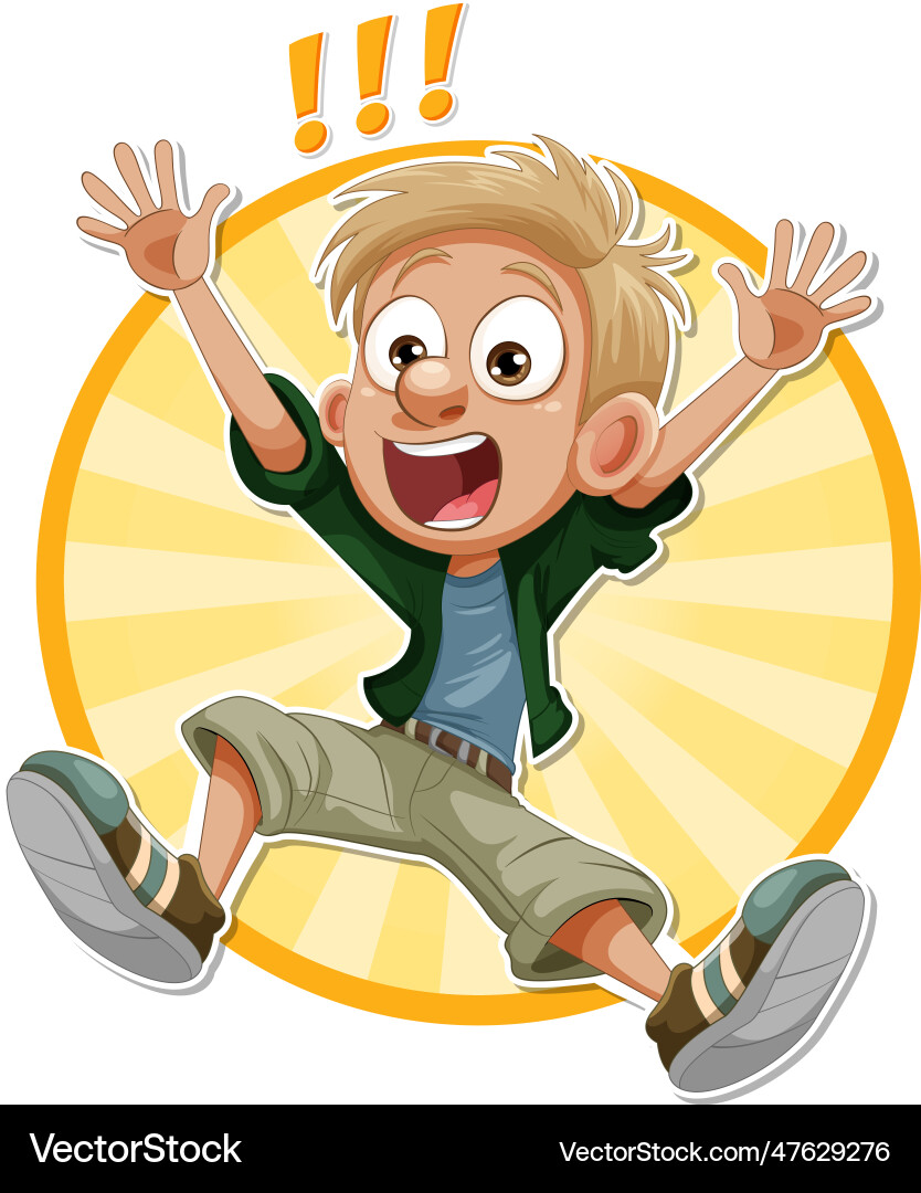 Jumping boy cartoon character Royalty Free Vector Image