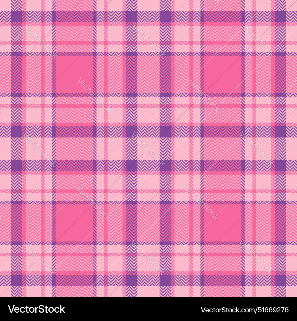 Plaid seamless pattern in pink check fabric Vector Image