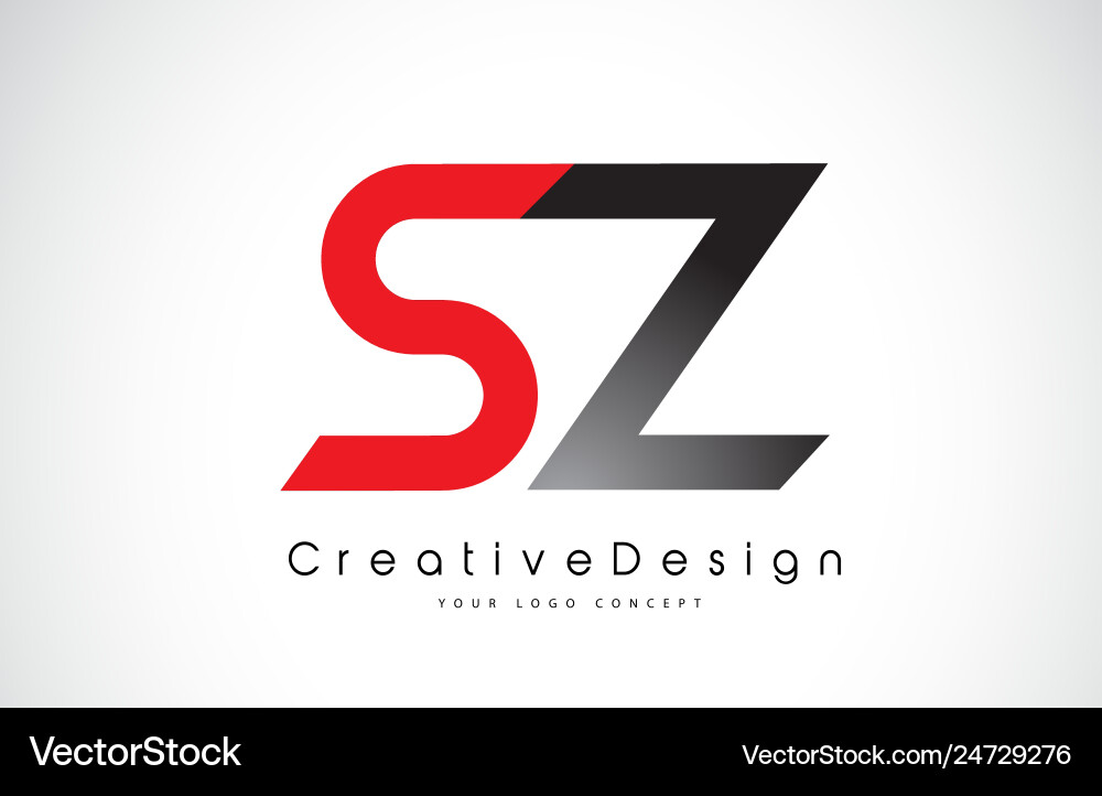 Red and black sz s z letter logo design creative Vector Image