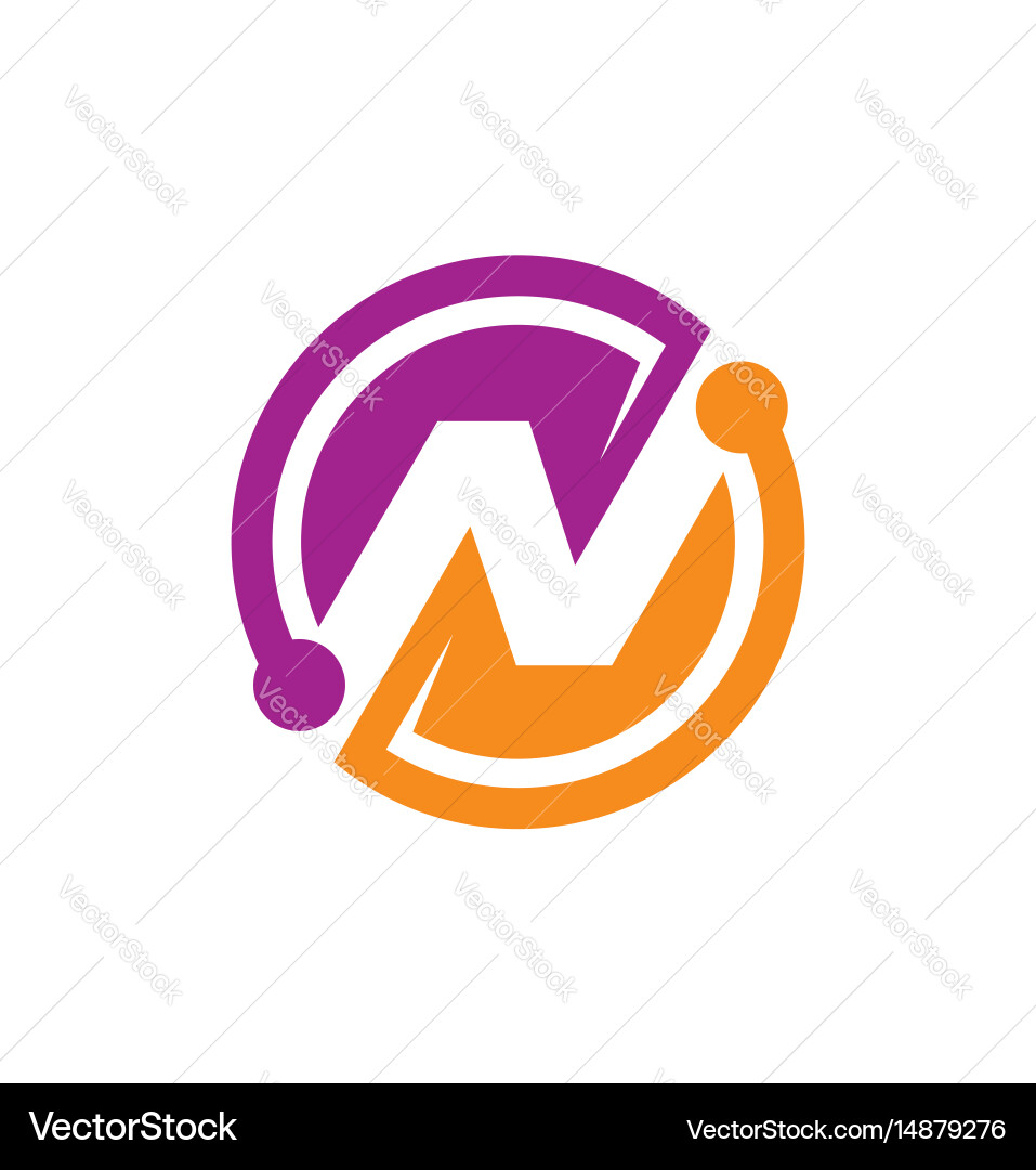 Round abstract colored letter n logo Royalty Free Vector