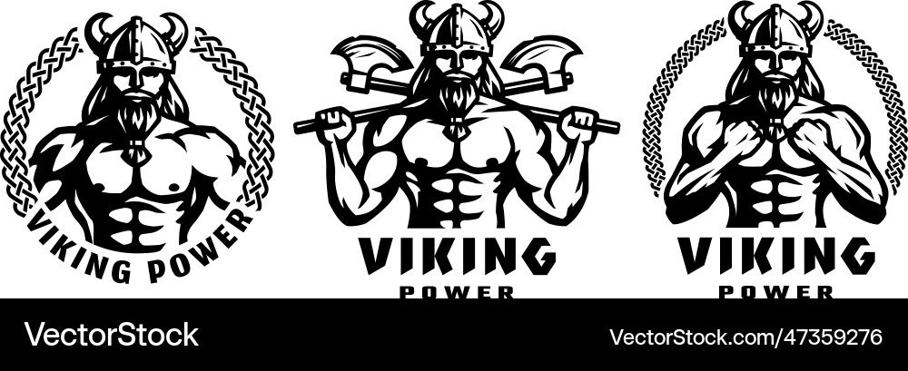Set of logos with viking warrior Royalty Free Vector Image