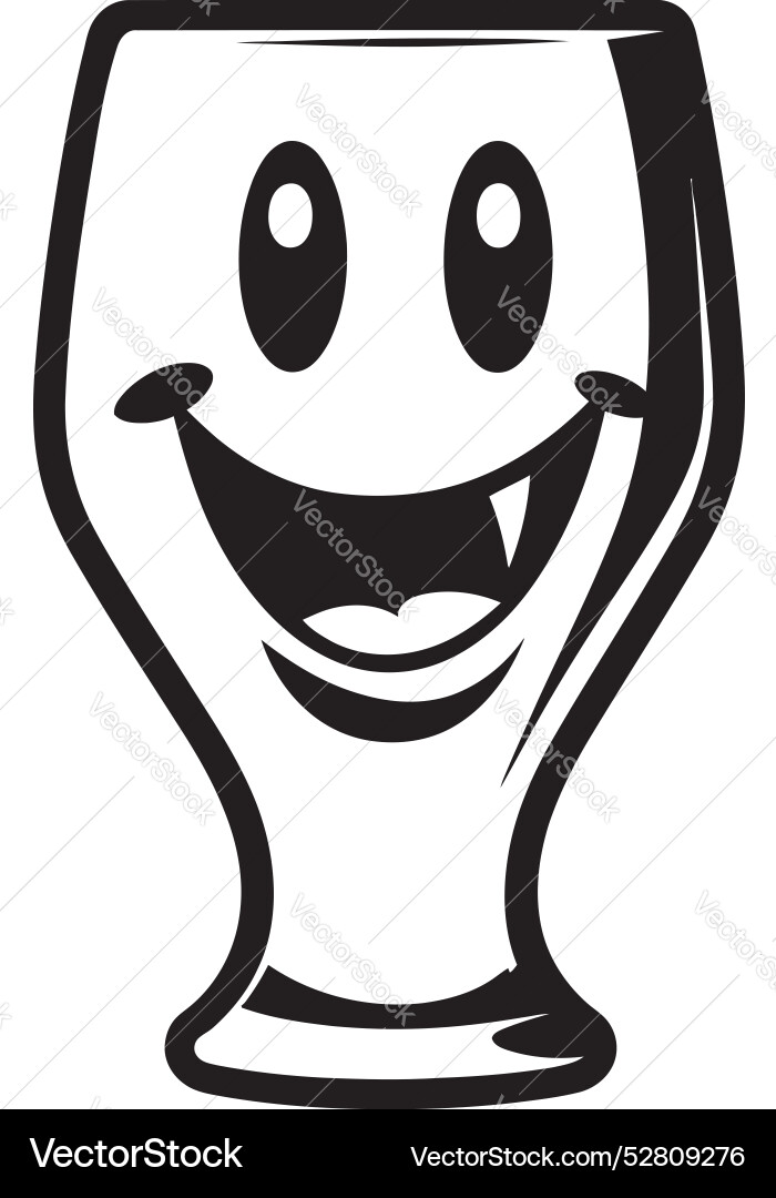 Smile overflow glass beer mug emblem crafted Vector Image