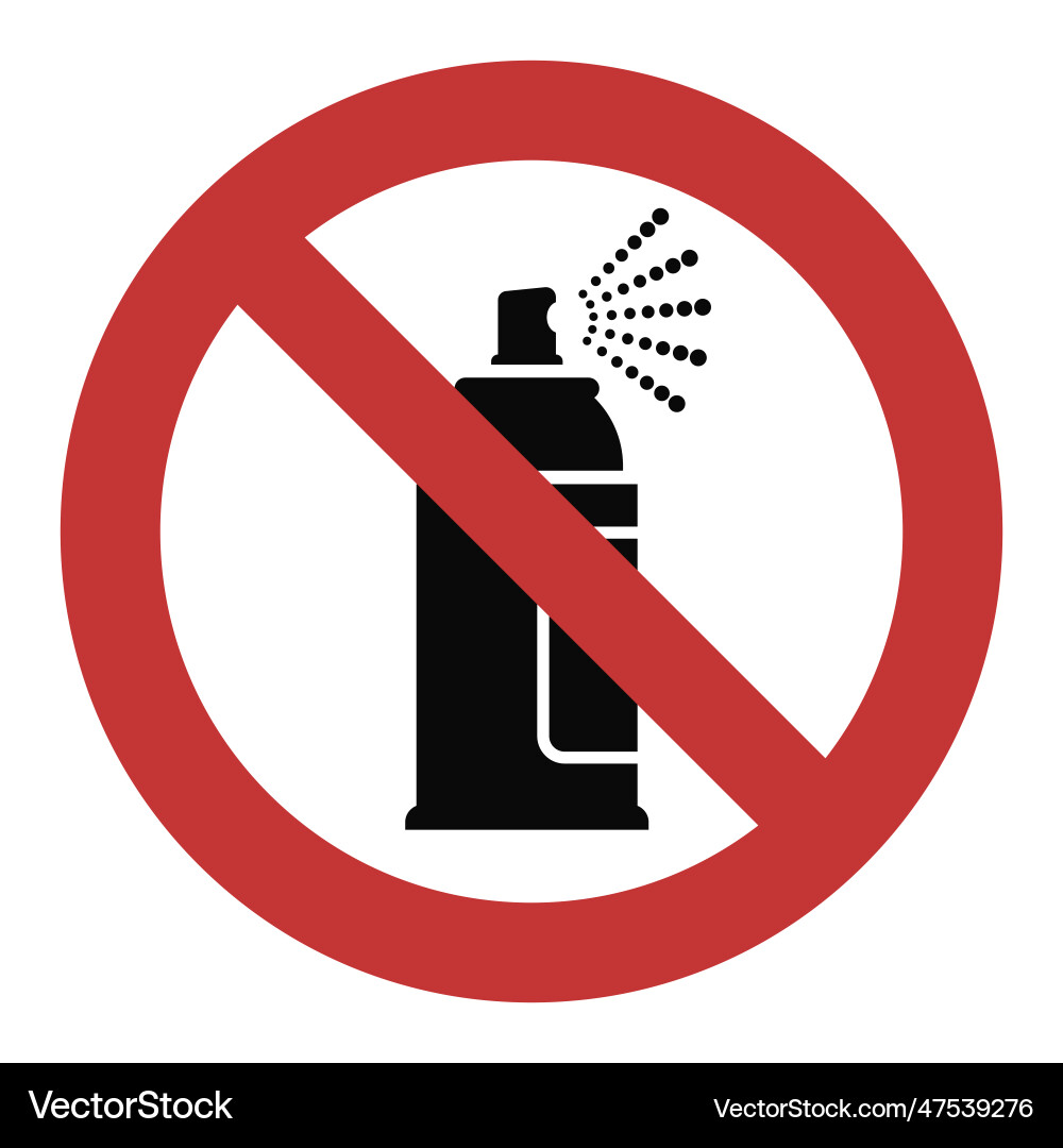 Spray prohibited sign no tabu symbol Royalty Free Vector