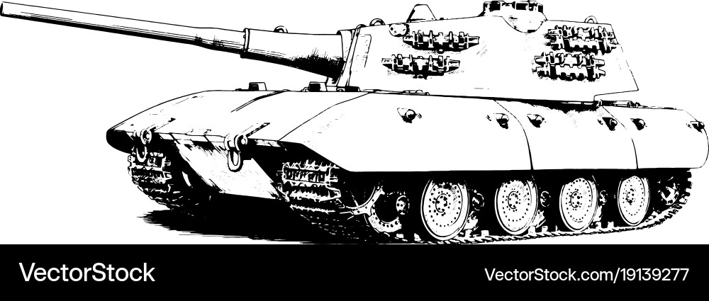 Big heavy tank with a cannon and machine guns Vector Image