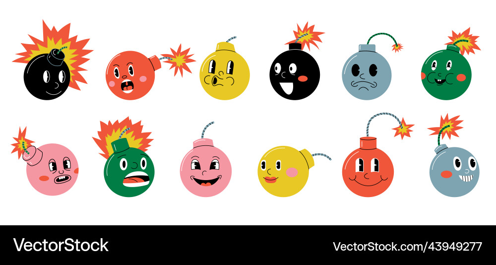 Bomb character doodle explosive round weapon Vector Image