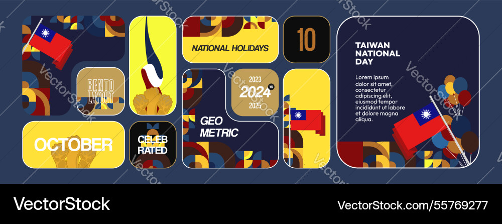 Creative design happy taiwan double tenth day Vector Image