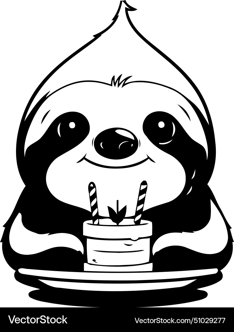 Cute cartoon sloth with birthday cake Royalty Free Vector