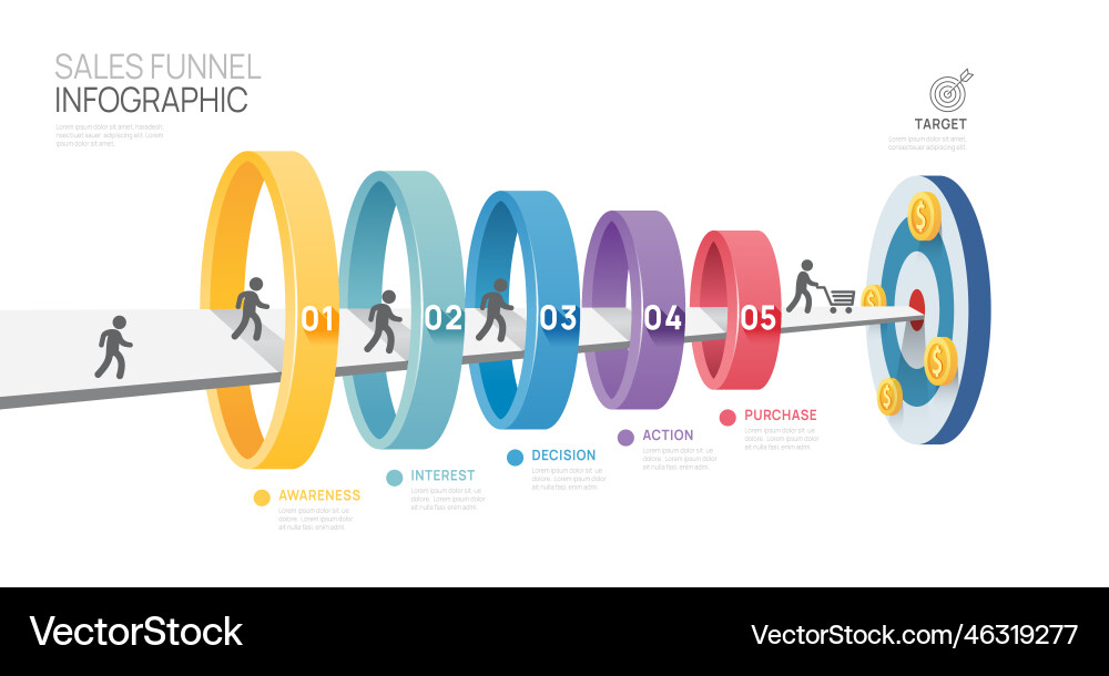 Infographic sales funnel diagram template Vector Image