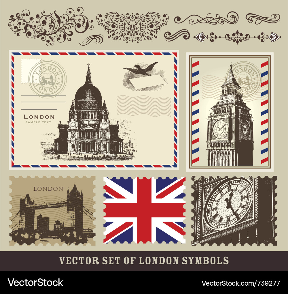 London Symbols Vintage Royalty Free Vector Image