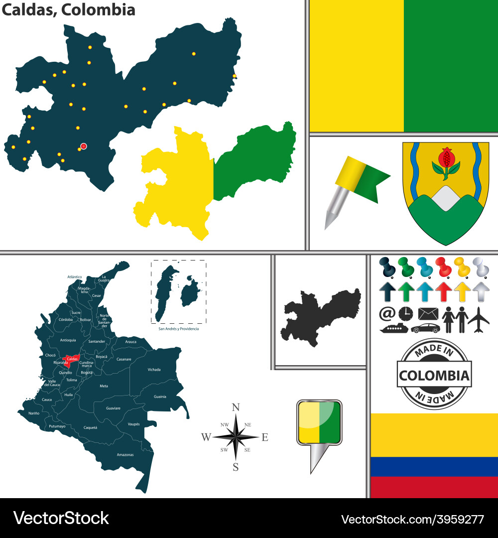 Map of caldas Royalty Free Vector Image - VectorStock