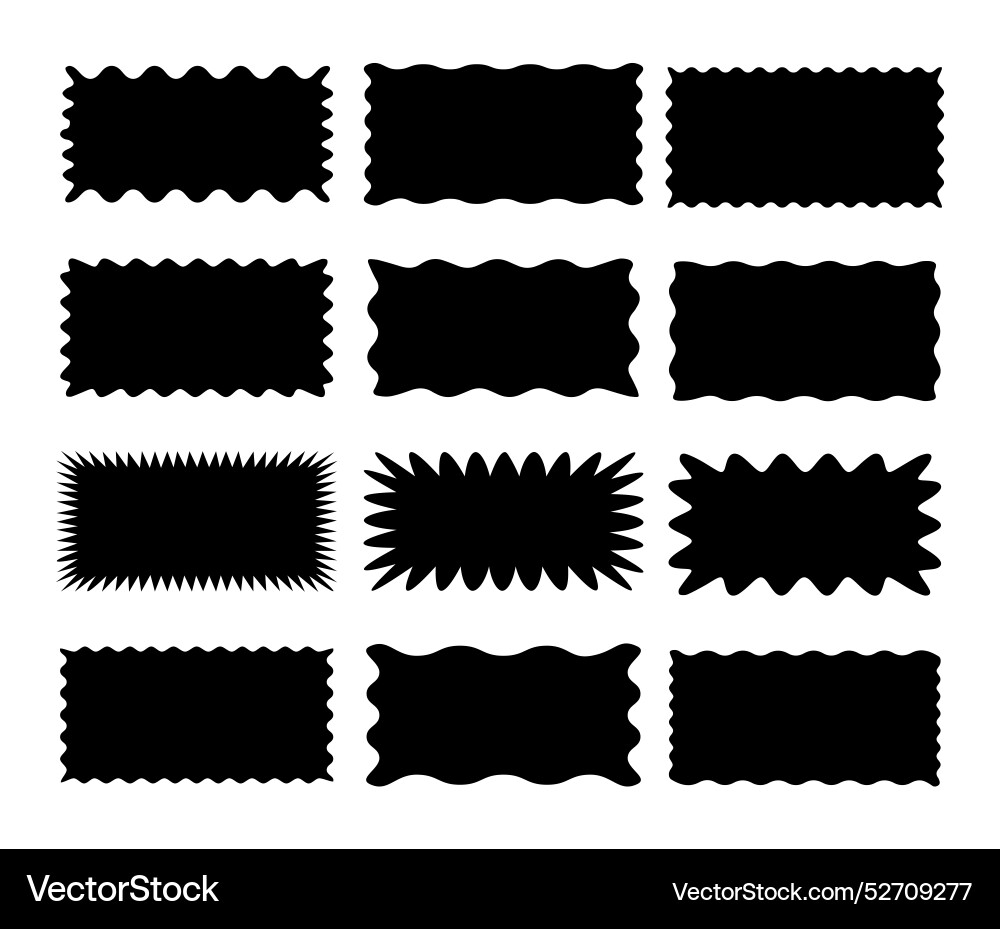 Set of rectangle shape frames with zigzag edge Vector Image