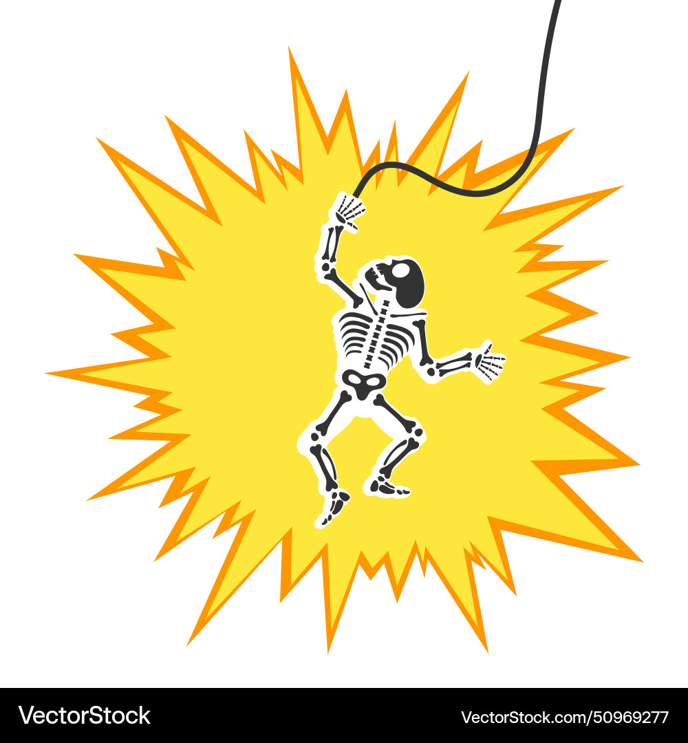Skeleton electric shock by high voltage Royalty Free Vector