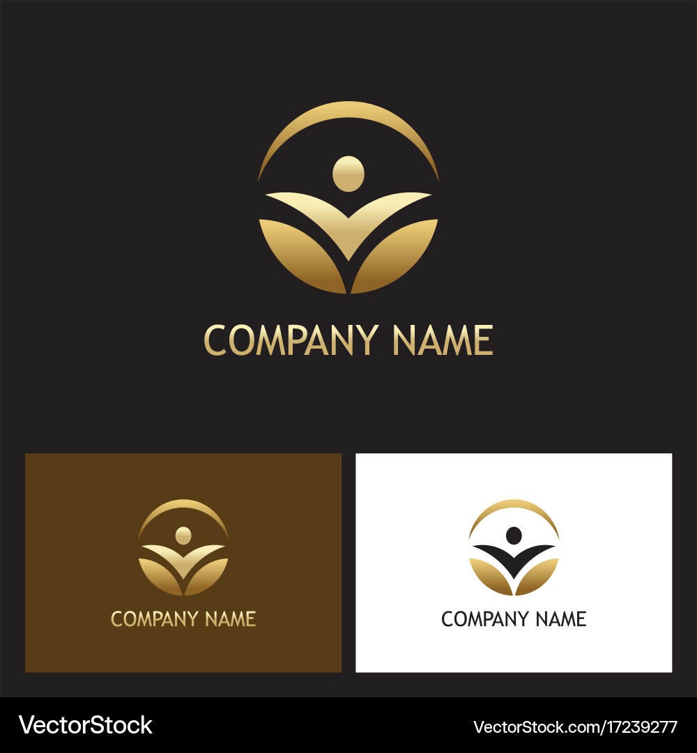 Success people round gold logo Royalty Free Vector Image