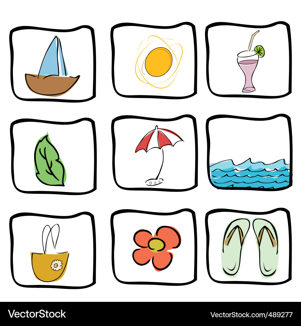 Summer Icon Set Royalty Free Vector Image - VectorStock