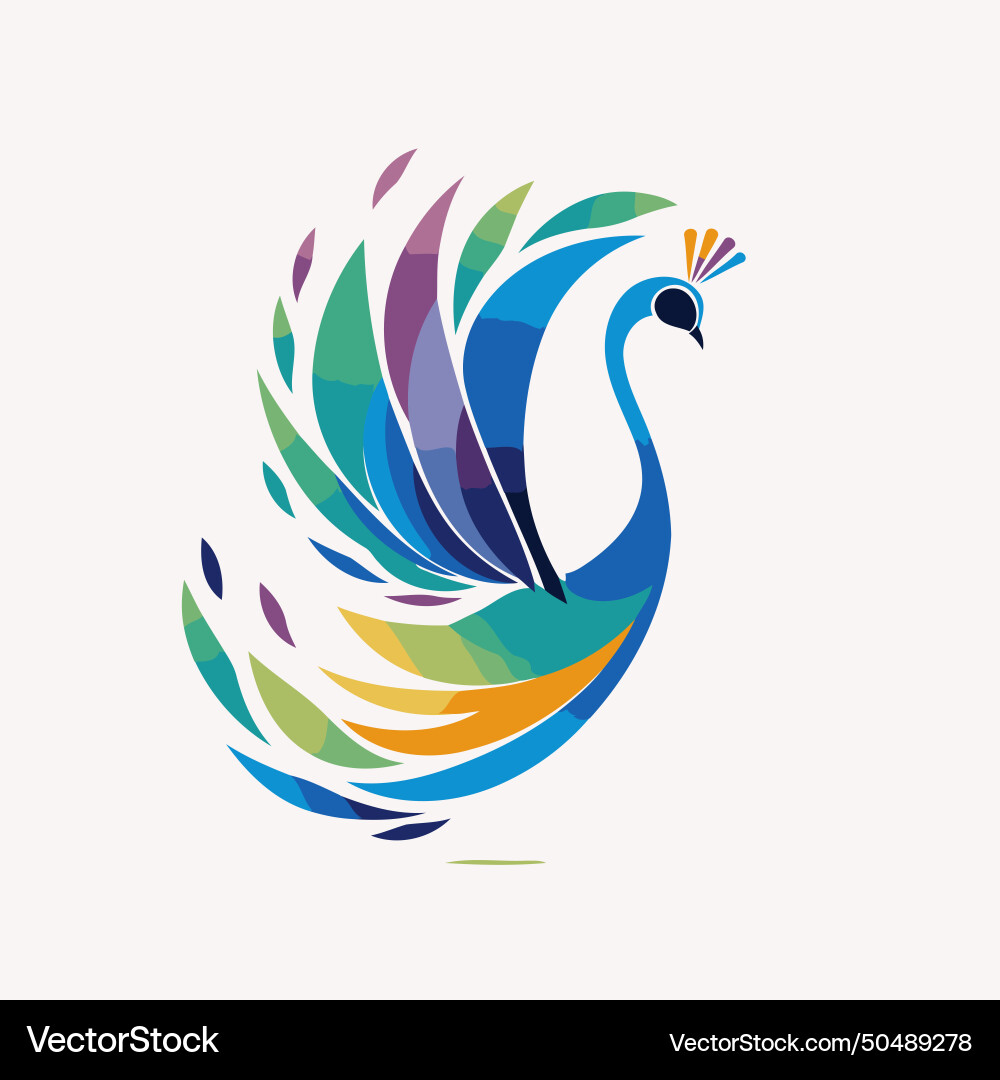 Beautiful Peacock Logo Design Template Abstract Vector Image