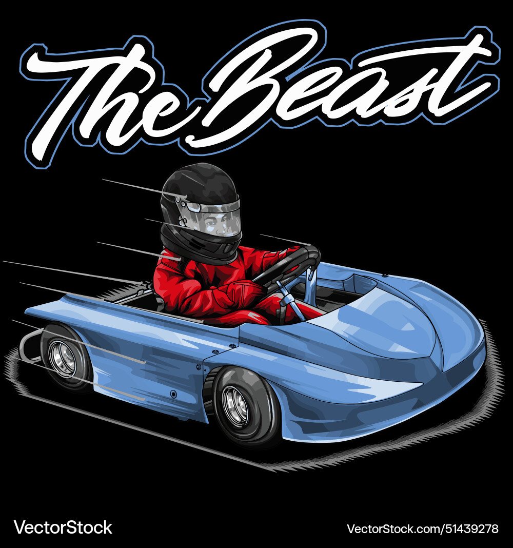 Blue drag racing car with black strip Royalty Free Vector