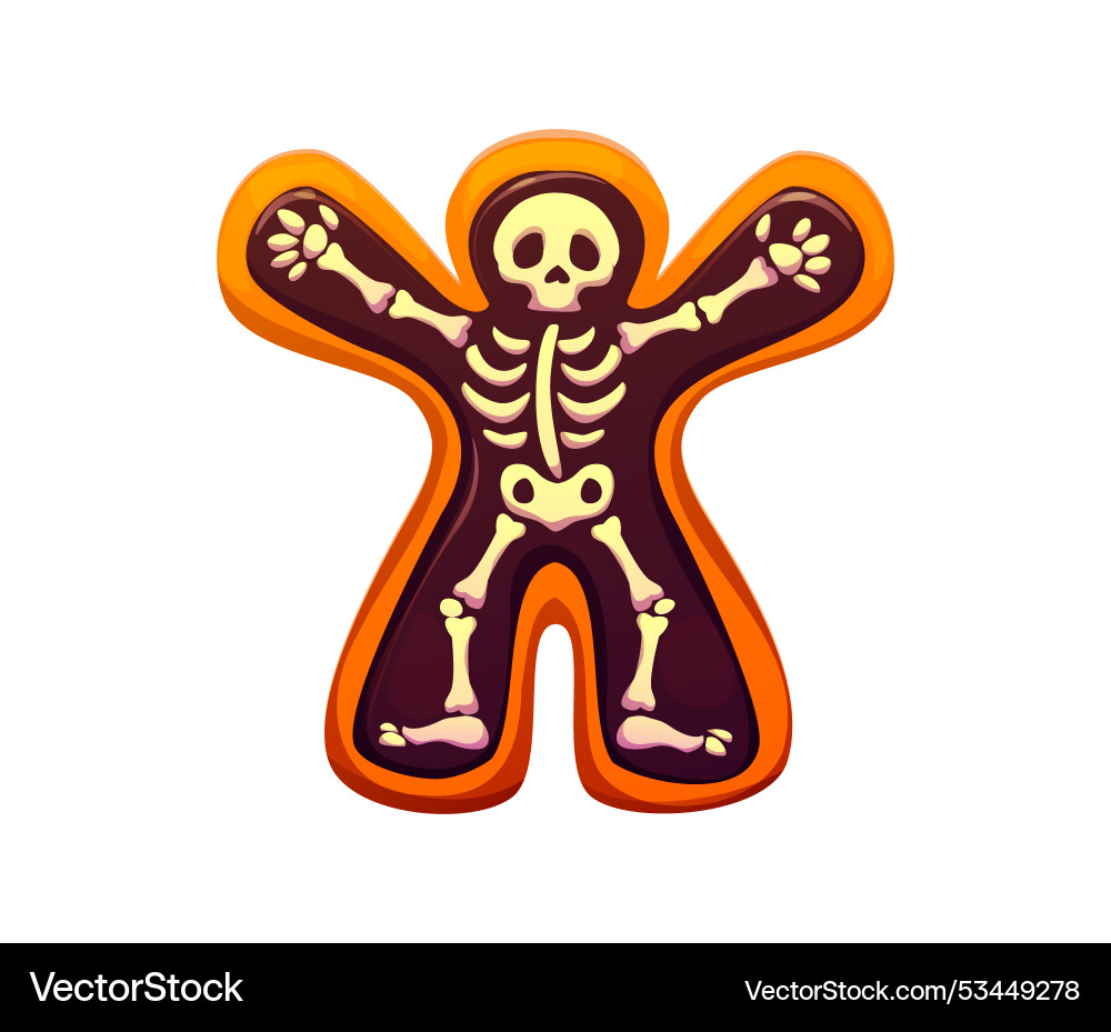 Cartoon halloween skeleton gingerbread cookie Vector Image