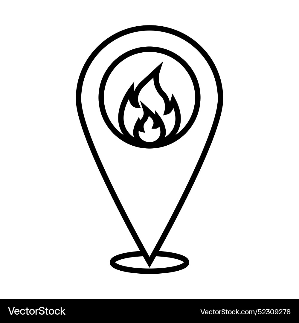 Fire location icon linear logo mark in black and Vector Image