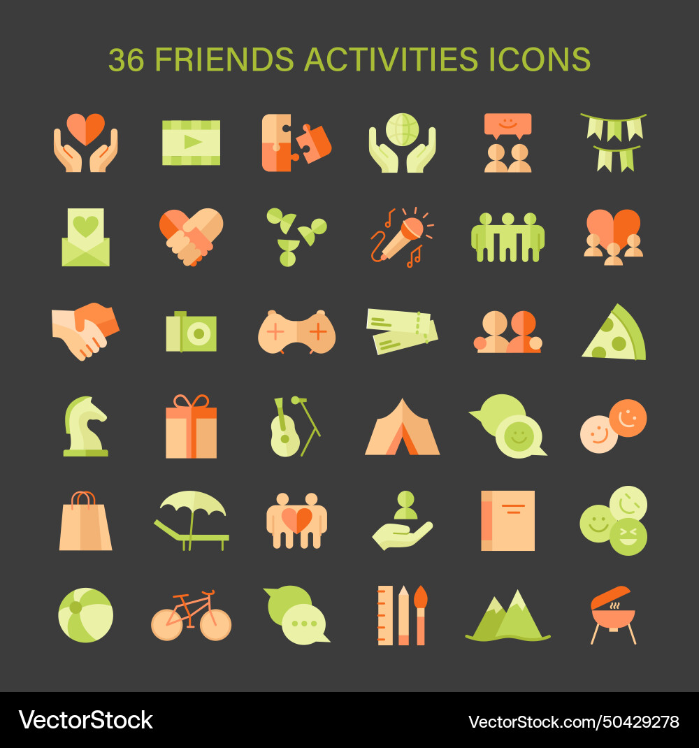 Friends activities set bonding moments and shared Vector Image