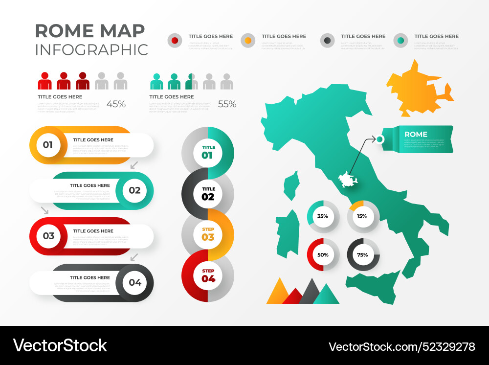 Gradient rome map infographics Royalty Free Vector Image