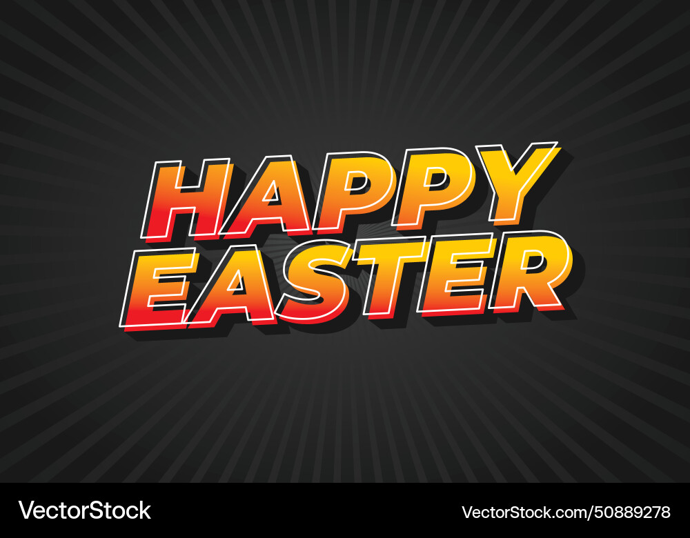Happy easter text effect design in eye catching Vector Image