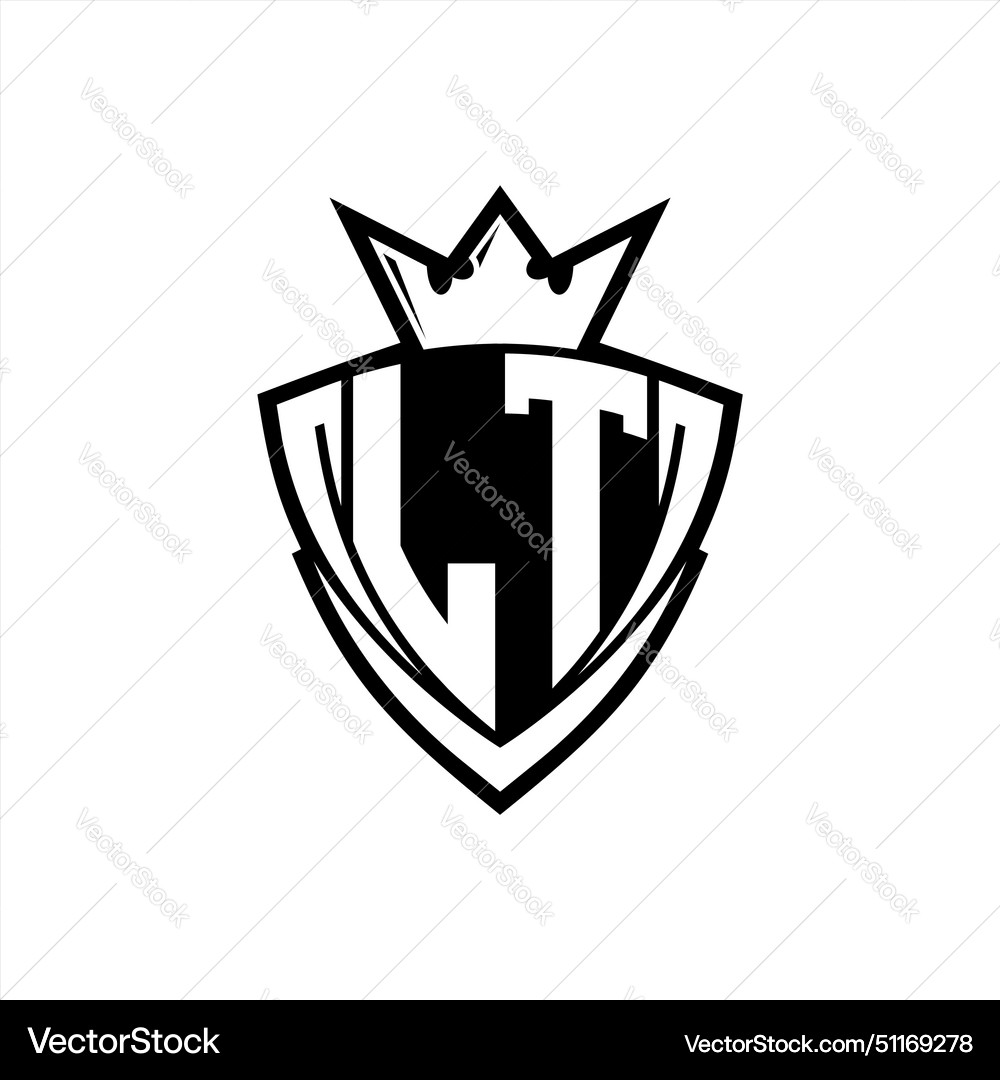 Lt letter logo with sharp triangle shield shape Vector Image