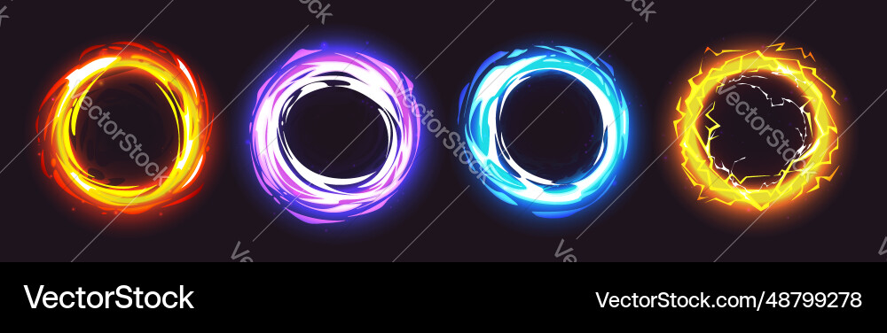 Magic portal light effect set Royalty Free Vector Image