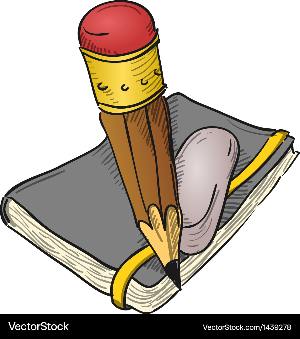 Notebook pencil and eraser Royalty Free Vector Image