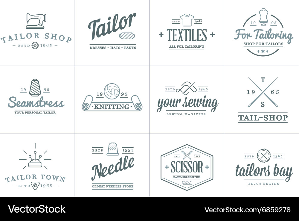 Set of tailoring tailor sew elements and sewing Vector Image