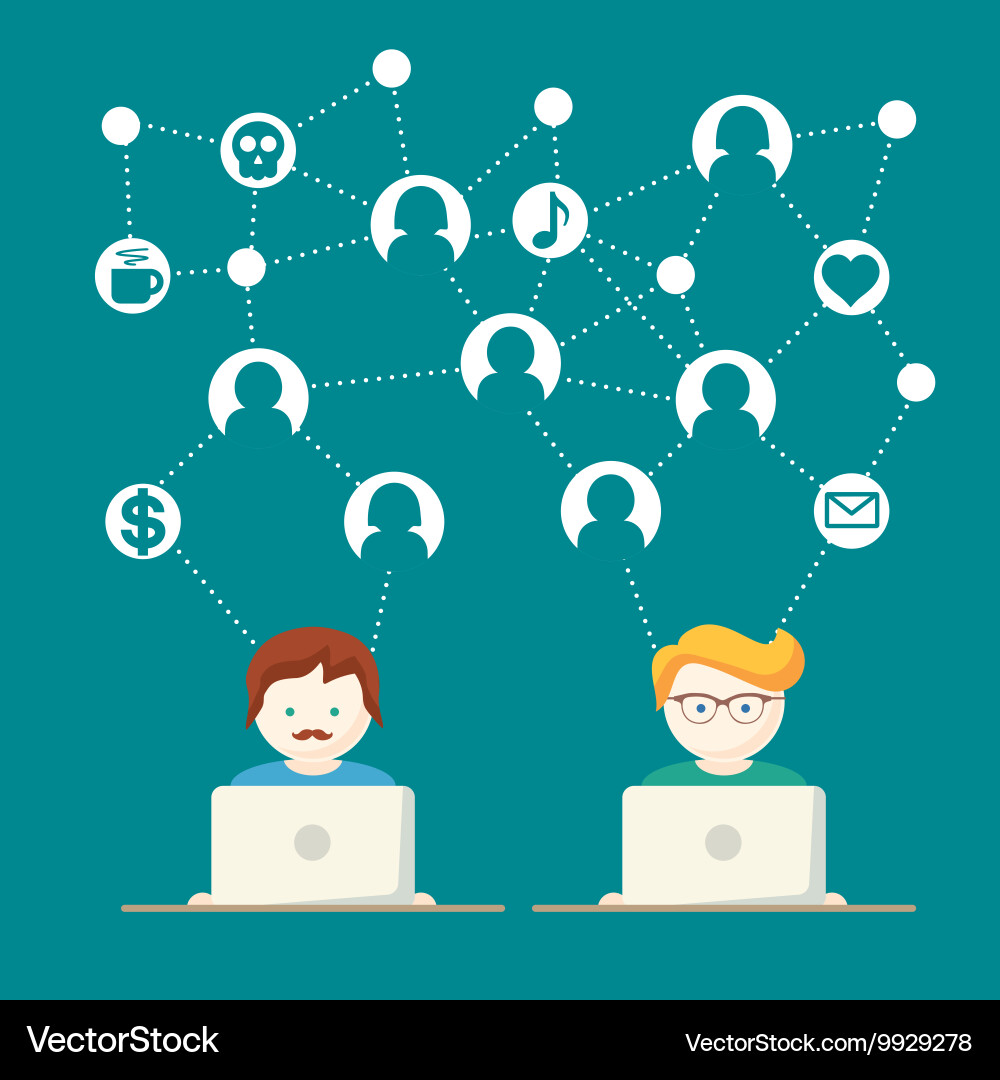 Social media network people with computers Vector Image