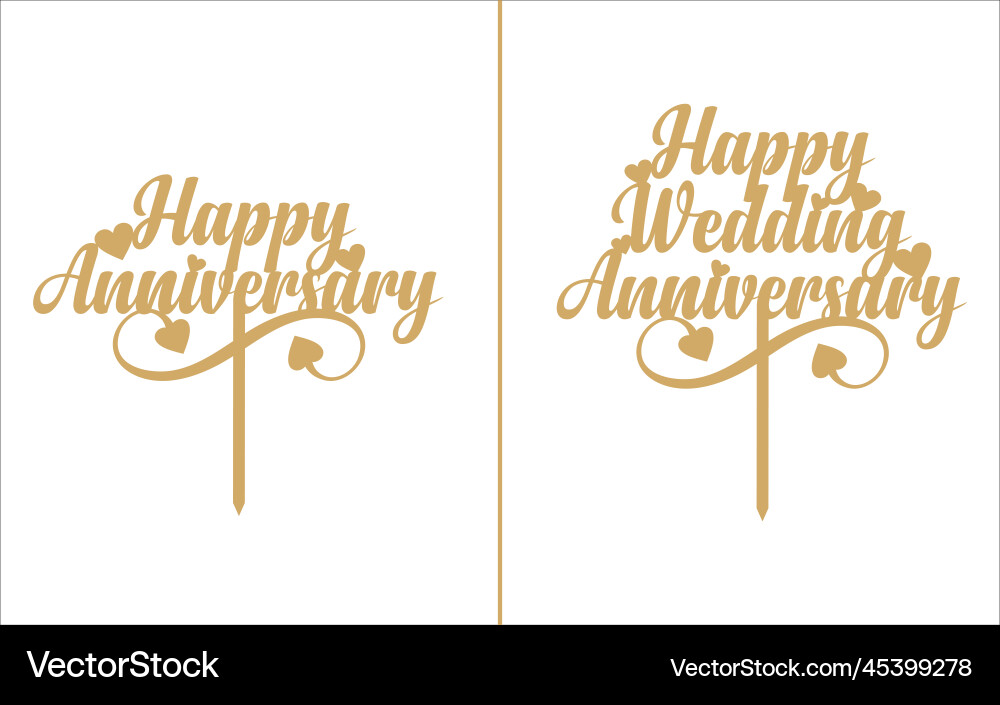 Wedding anniversary cake topper design Royalty Free Vector