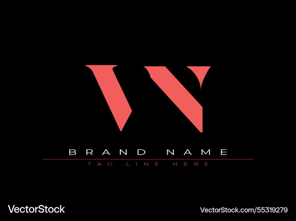 Abstract letter vn minimal logo design template Vector Image