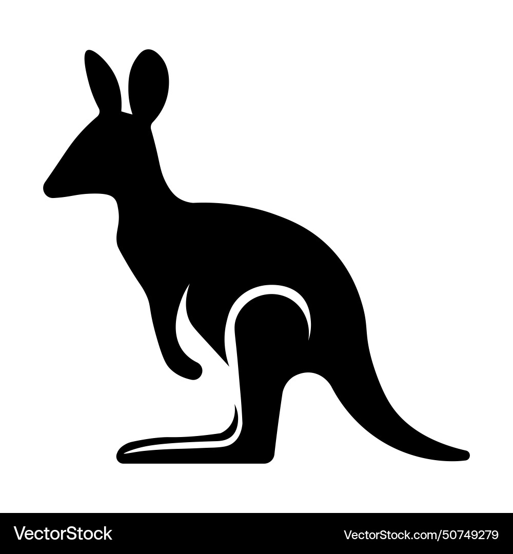 Black kangaroo icon on white background Royalty Free Vector