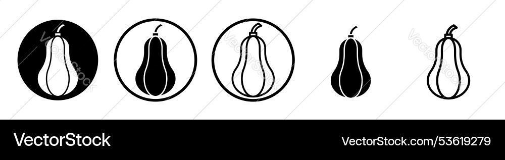 Butternut squash thin line icon set Royalty Free Vector