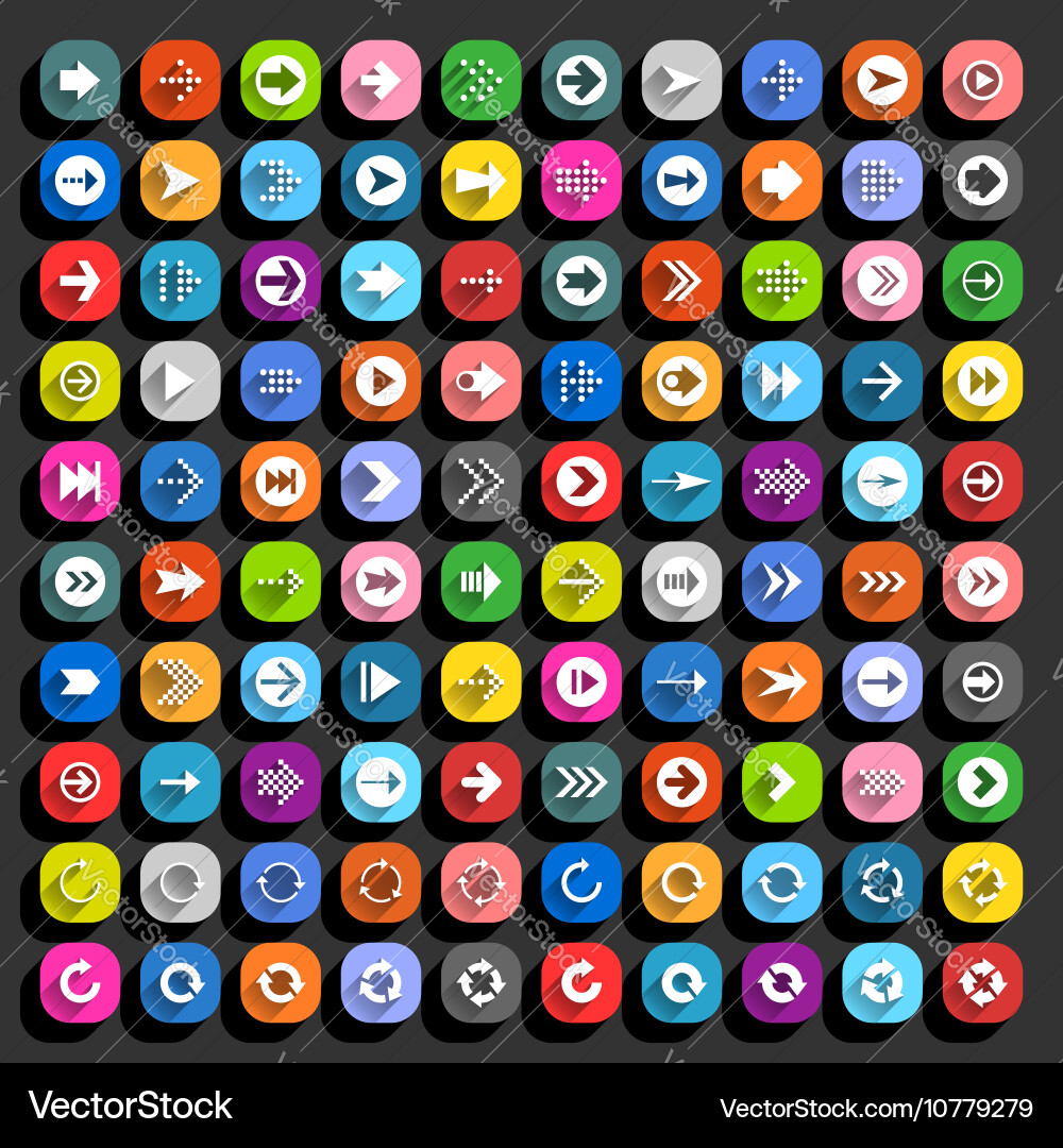 Color arrow icon in flat style Royalty Free Vector Image