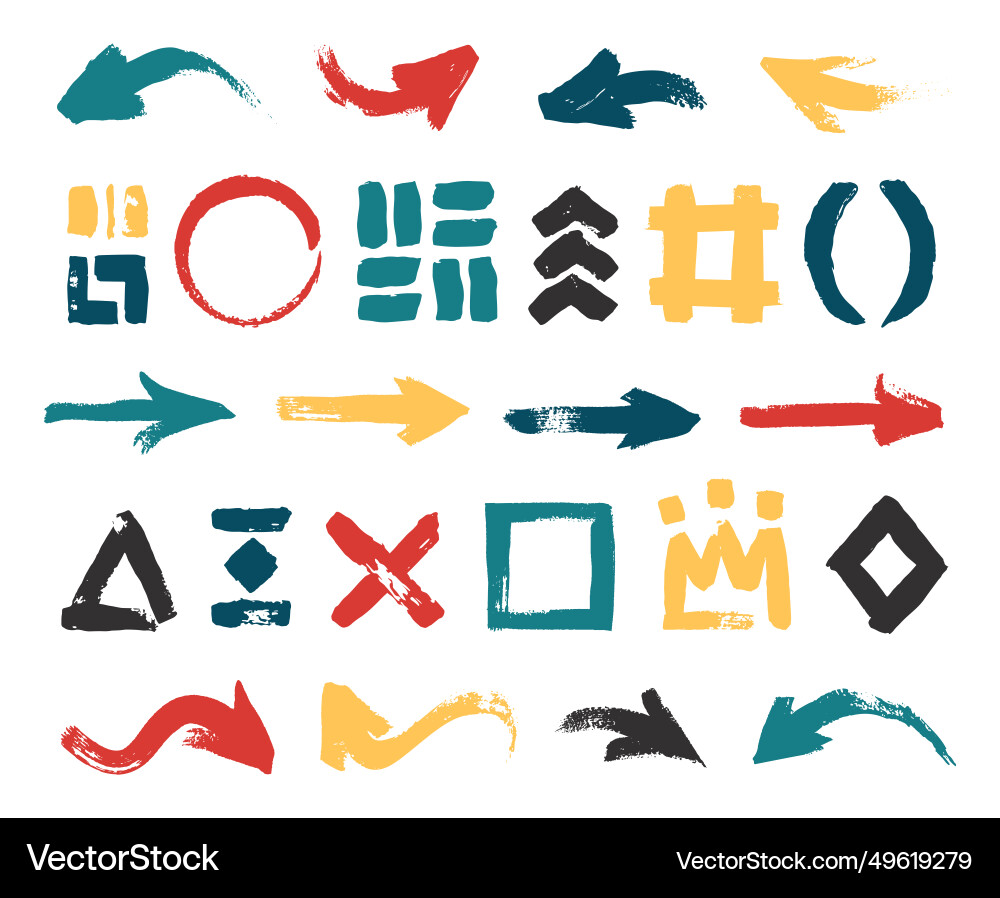 Colored grunge brush figures doodle simple Vector Image Colored grunge brush figures doodle simple Vector Image