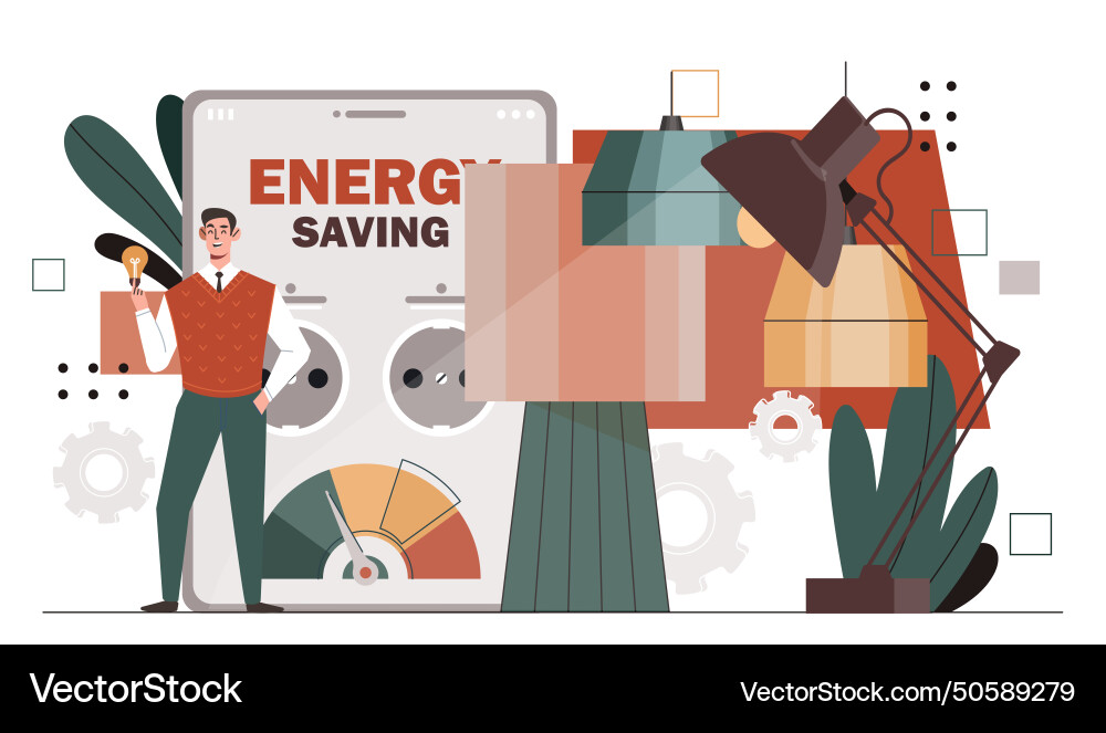 Energy saving man Royalty Free Vector Image - VectorStock