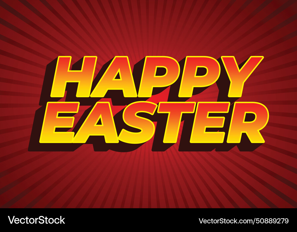 Happy easter text effect design in eye catching Vector Image