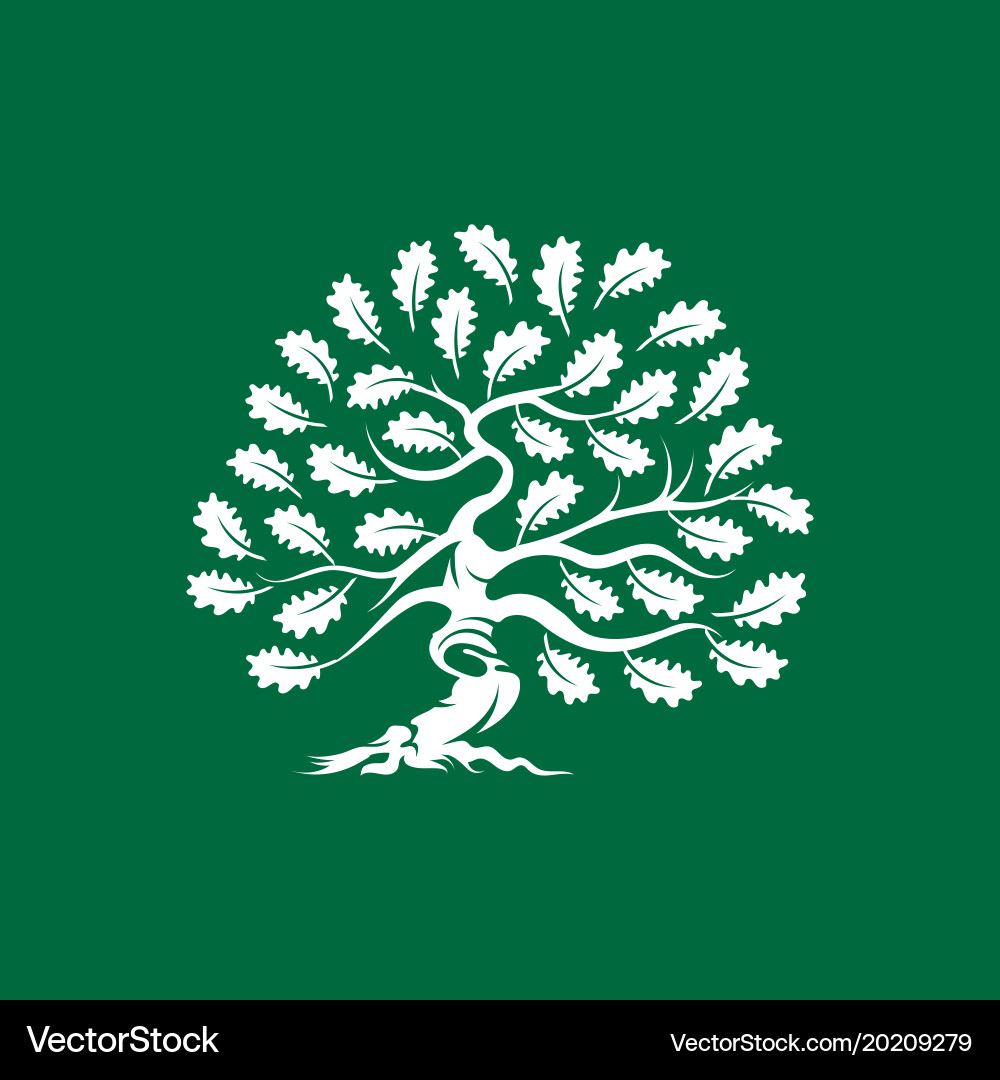 Huge and sacred oak tree silhouette logo Vector Image