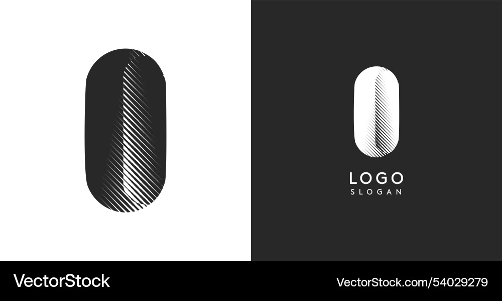 O letter sharp contrast monogram strike Royalty Free Vector