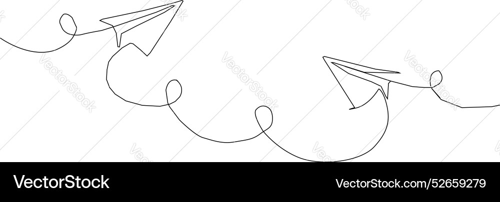 Paper plane in continuous one line drawing Vector Image