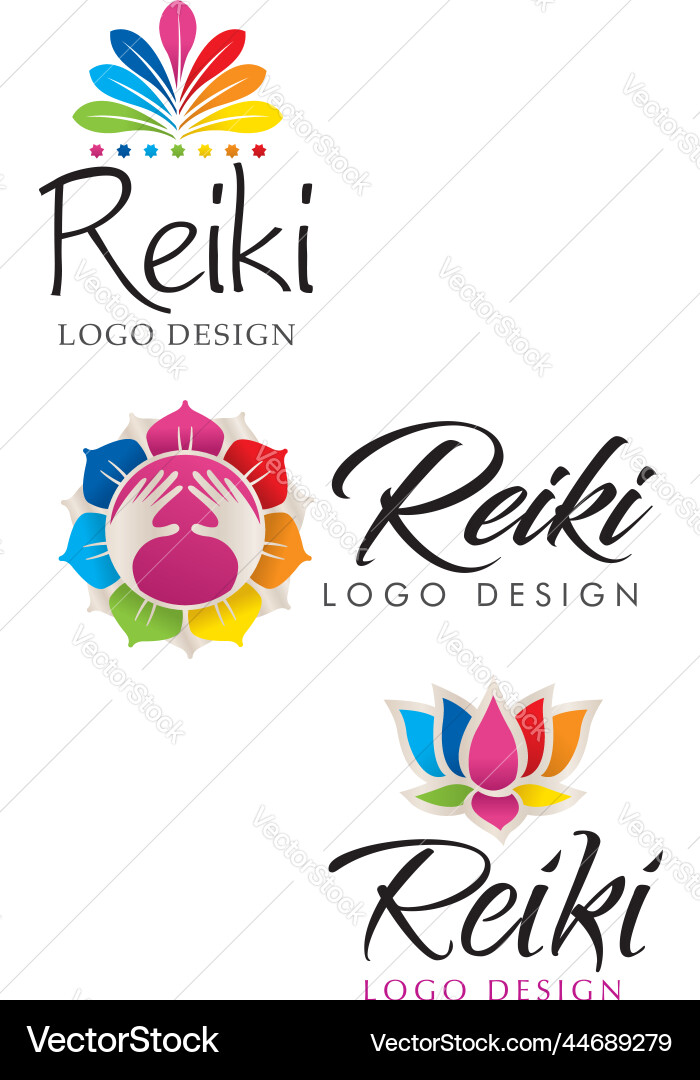 Reiki logos with floral theme Royalty Free Vector Image