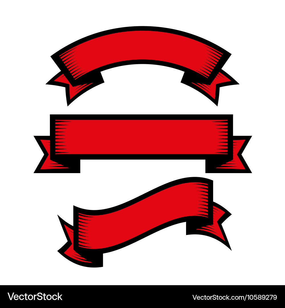 Retro vintage engraving style ribbon set Vector Image