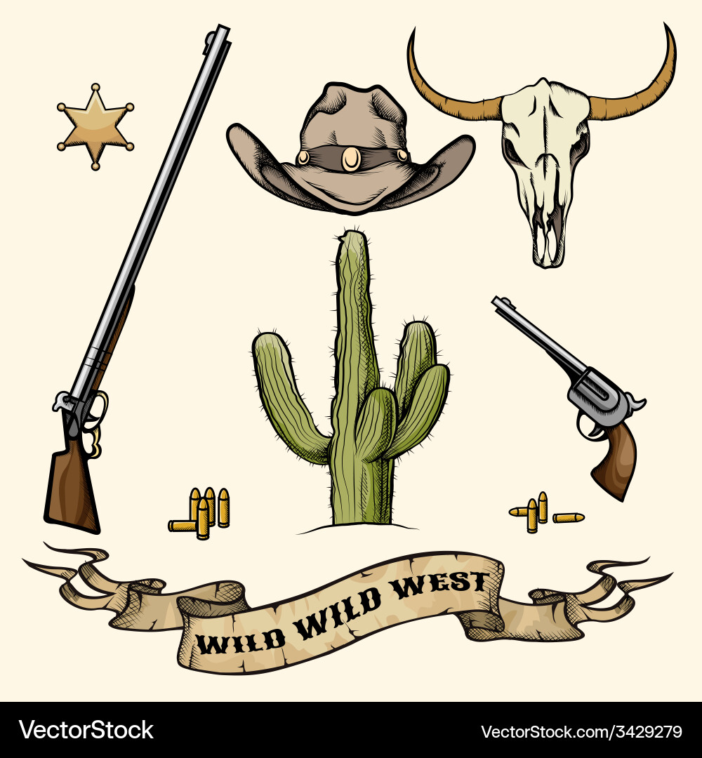 Wild West Symbols Royalty Free Vector Image - VectorStock