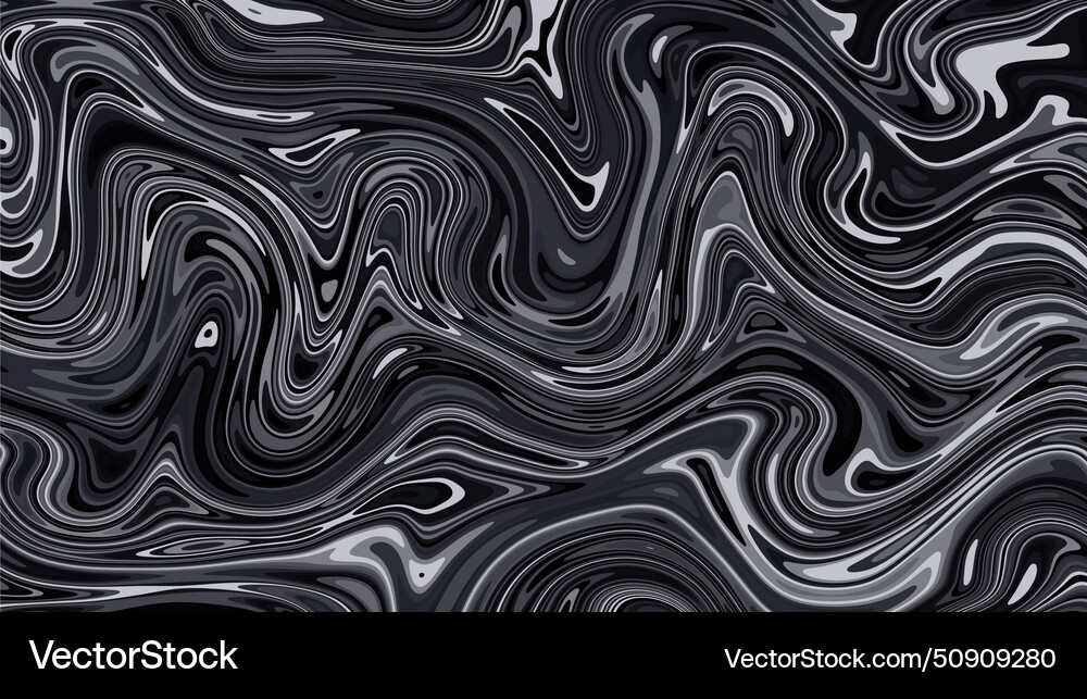 Black swirling fluid paint with flow effect Vector Image